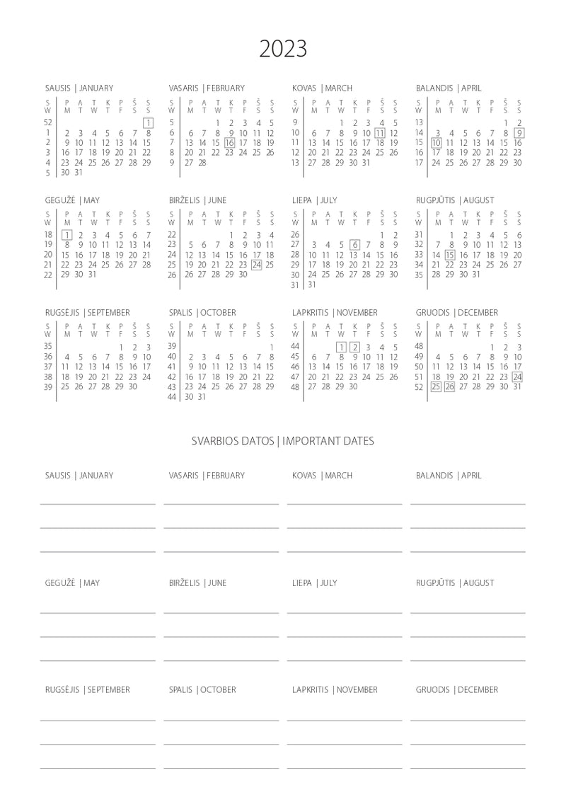 Darbo kalendorius 2025-2026. Kokybiška darbo knyga.